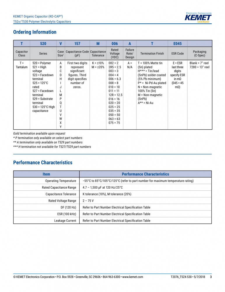 KEMET T521 KO-CAP datasheet page 3