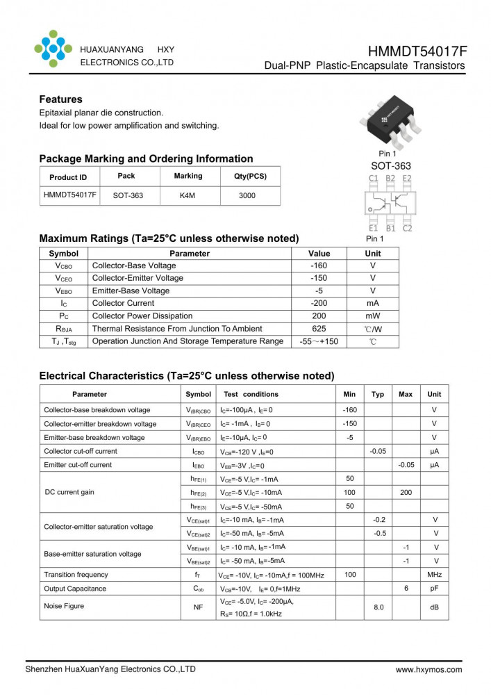 HMMDT54017F datasheet page 1