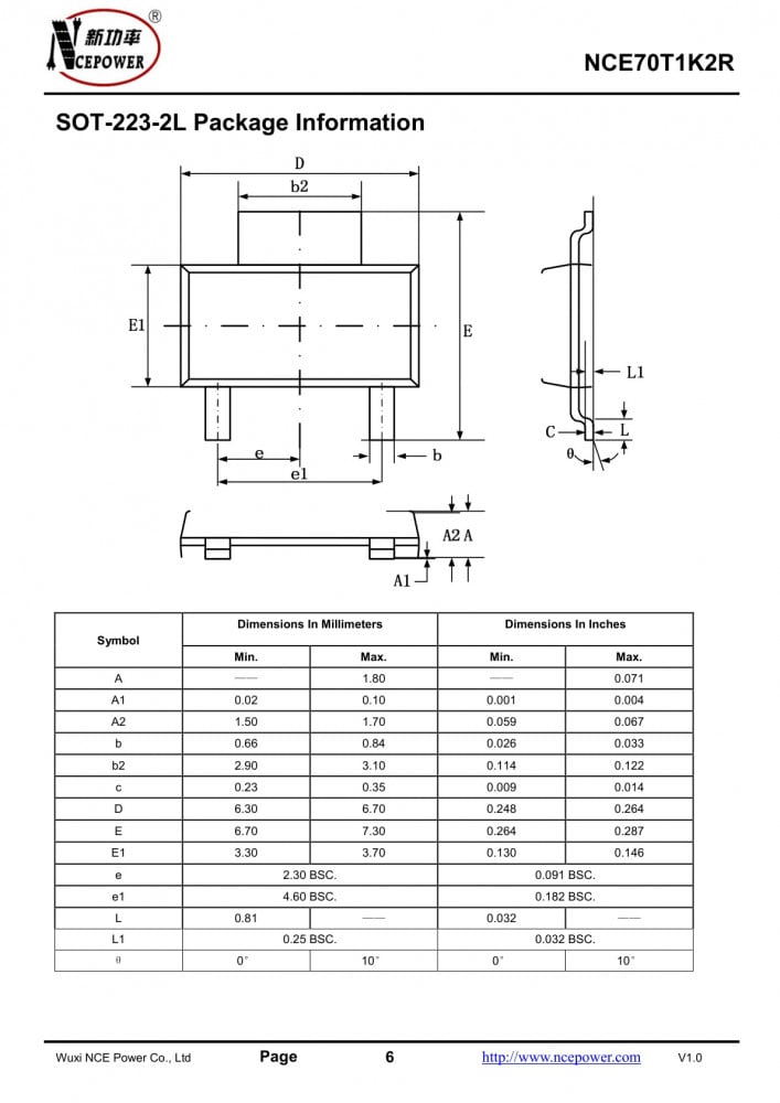 NCE70T1K2R datasheet page 6