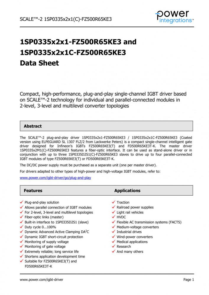 Datasheet page 1