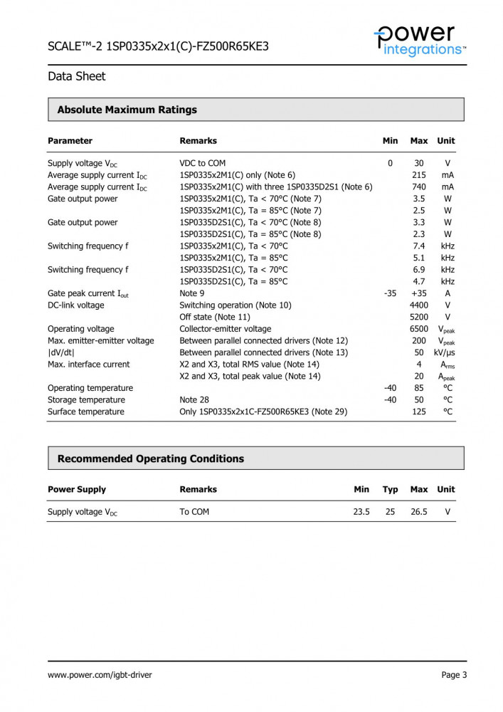 Datasheet page 3