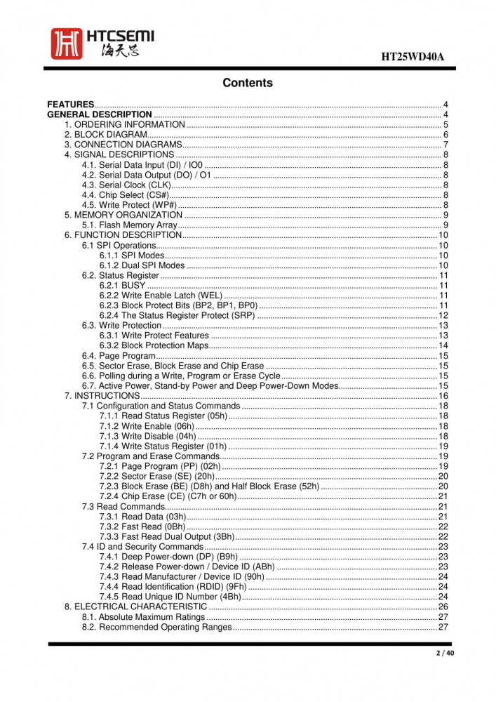 HT25WD40ARZ datasheet page 2