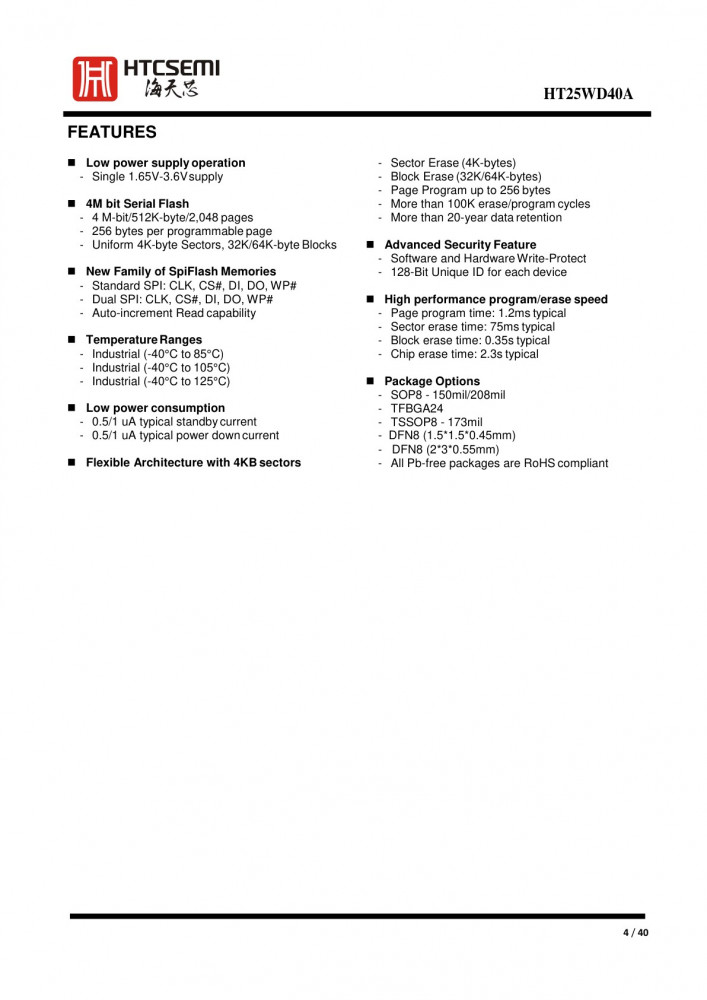 HT25WD40ARZ datasheet page 4
