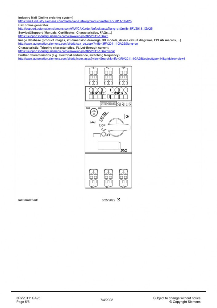 3RV20111GA25 technical document page 5