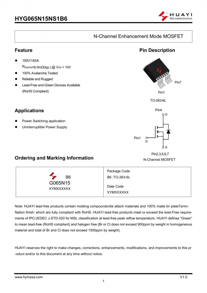 HYG065N15NS1B6 datasheet page 1