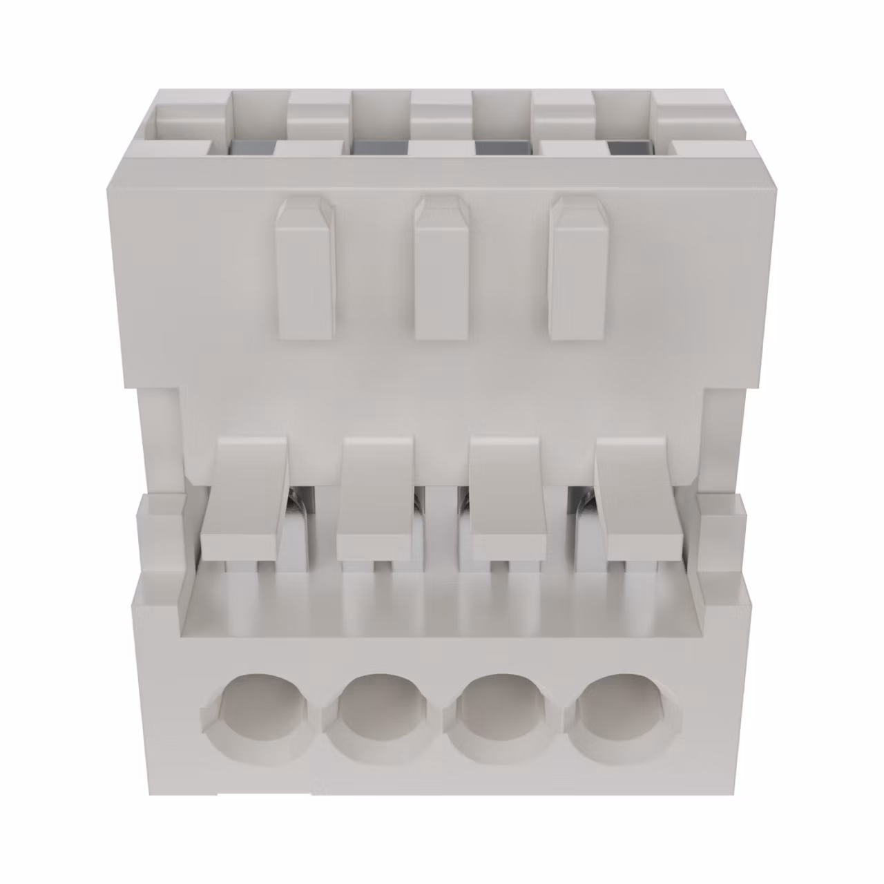Appli-Mate RAST 2.5 IDT Housing, 2.50mm Pitch, Female, 4 Circuits, Beaded Terminal, Position Keys A & E Removed, 1 Open and 1 Slotted Endwall, Yellow Color Stripe for sale