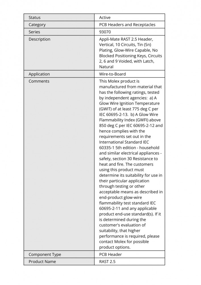 MOLEX 930703504 technical document, page 2