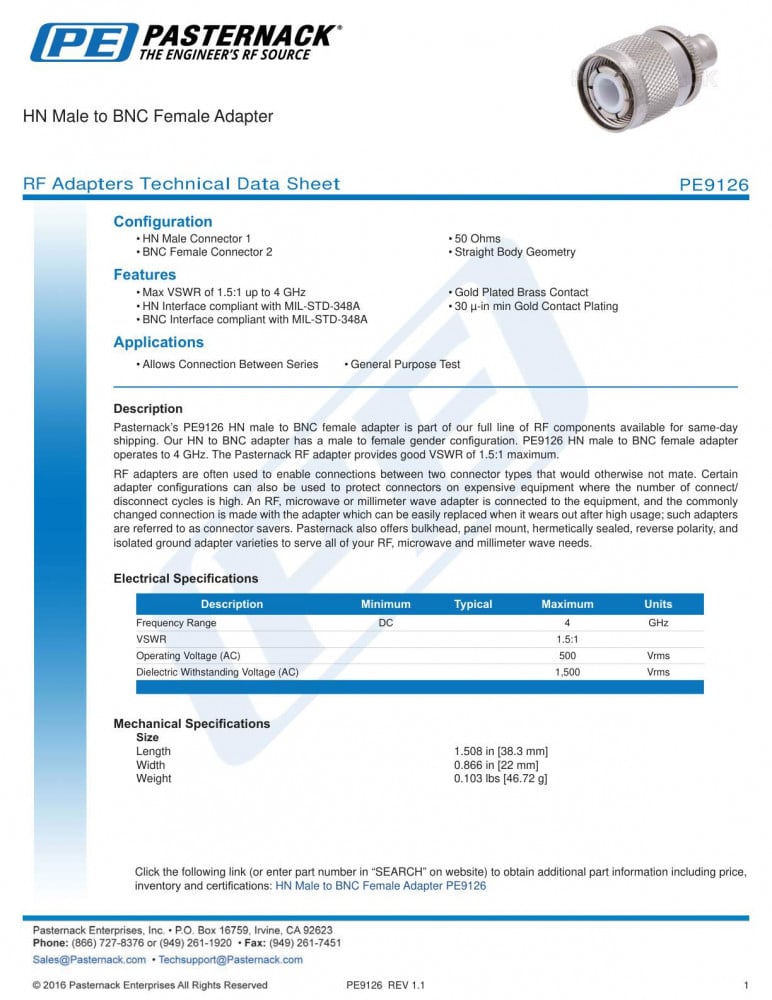 PE9126 technical document page 1
