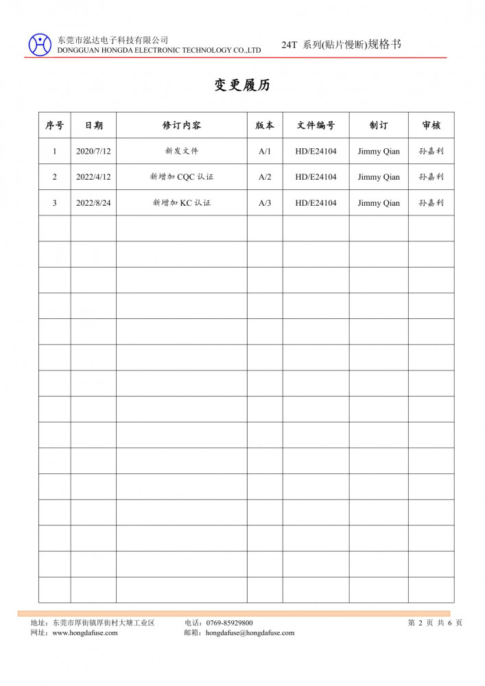 Hongda 24T specification page 2