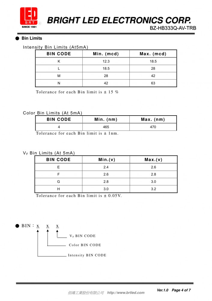 BZ-HB333Q-AV-TRB datasheet page 4