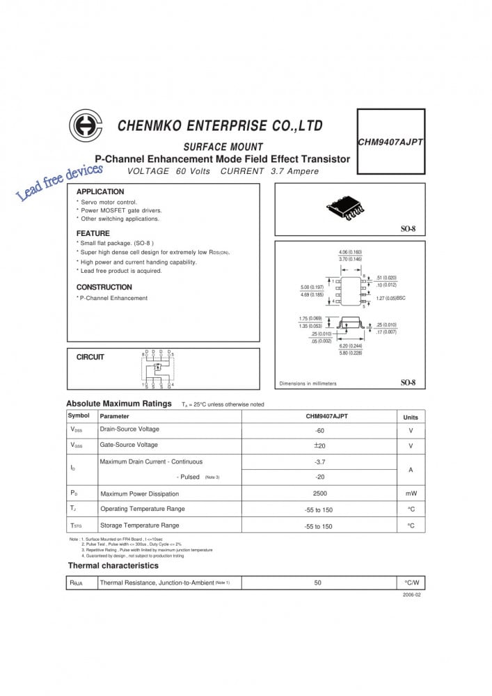 CHM9407AJPT datasheet page 1