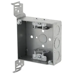 4-11/16 in. Square Box, Welded, 2-1/8 in. Deep with One 1/2 in. KO & Fifteen TKO's, Raised Ground