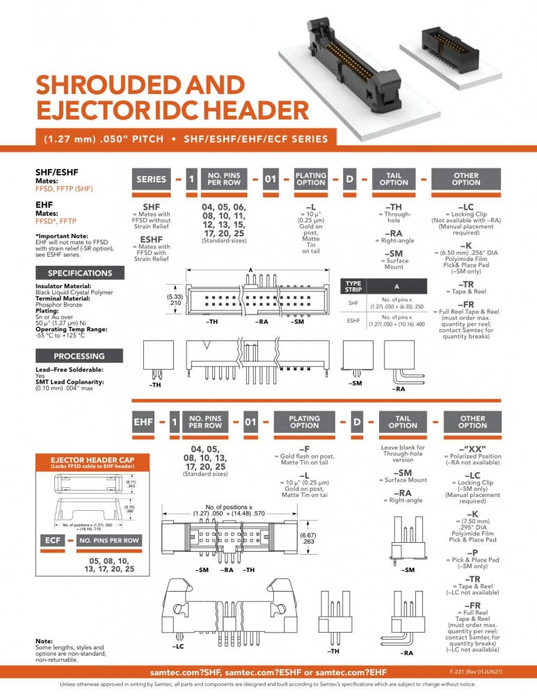 Samtec EHF series technical document preview