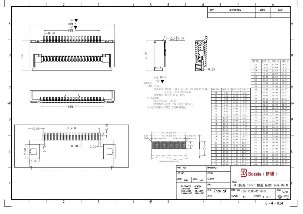 BX-FPC05-2H16PX technical document page
