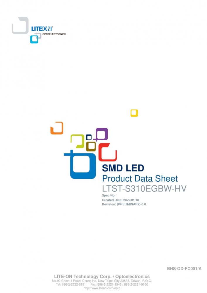 LTST-S310EGBW-HV datasheet page 1
