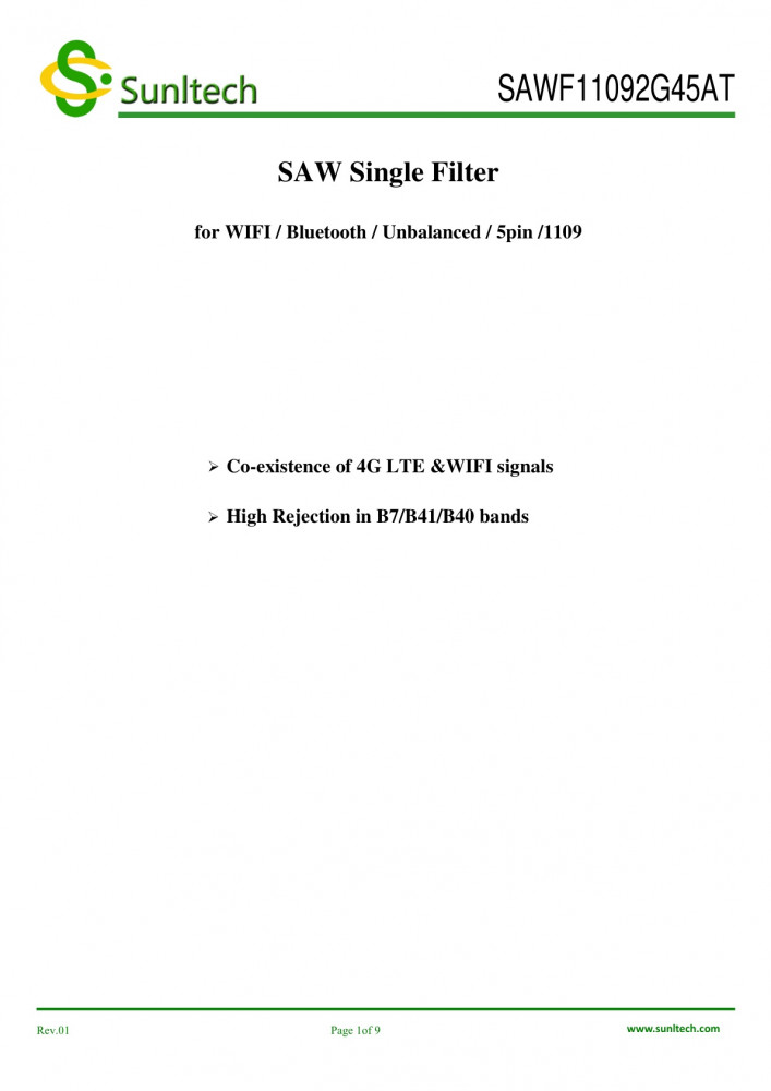 SAWF11092G45AT datasheet page 1