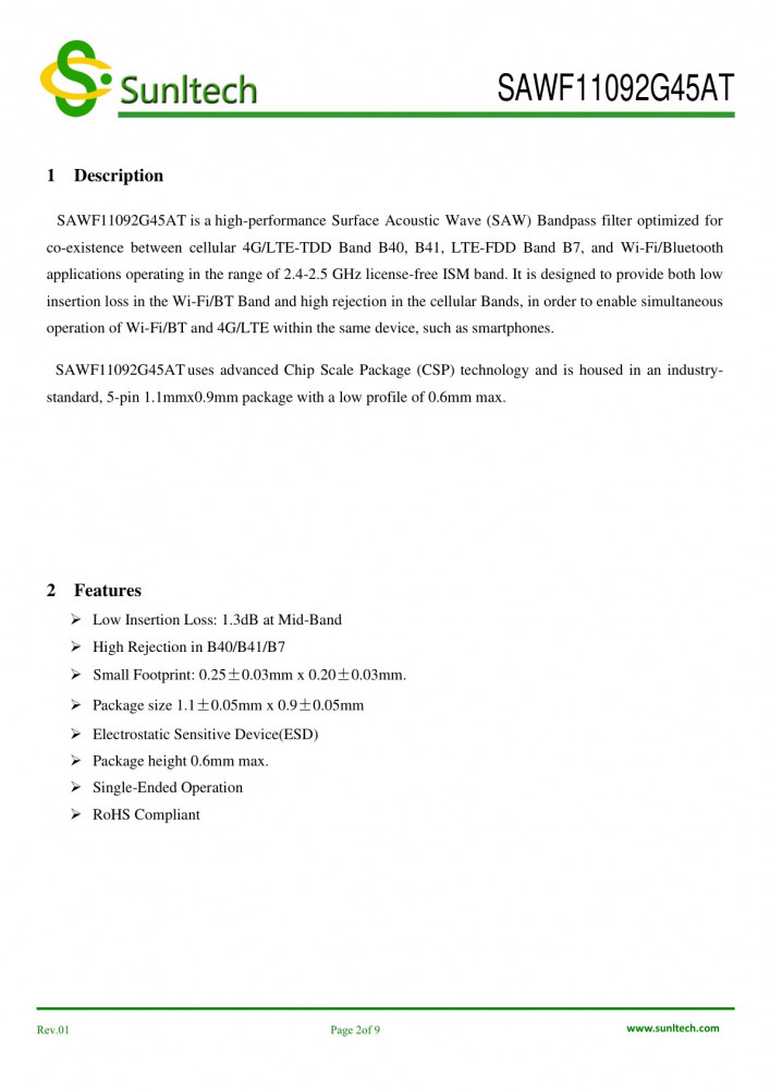 SAWF11092G45AT datasheet page 2