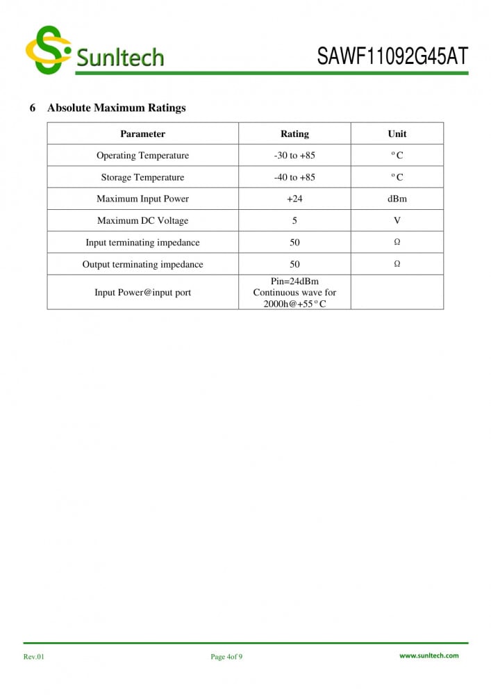 SAWF11092G45AT datasheet page 4