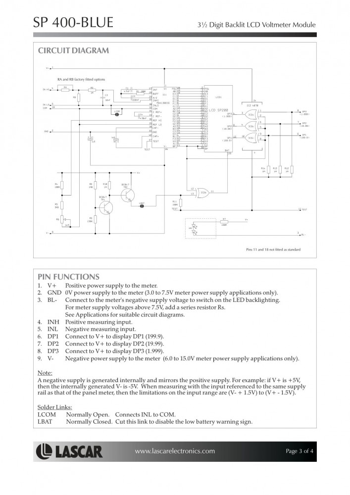 SP 400-BLUE technical document page 3