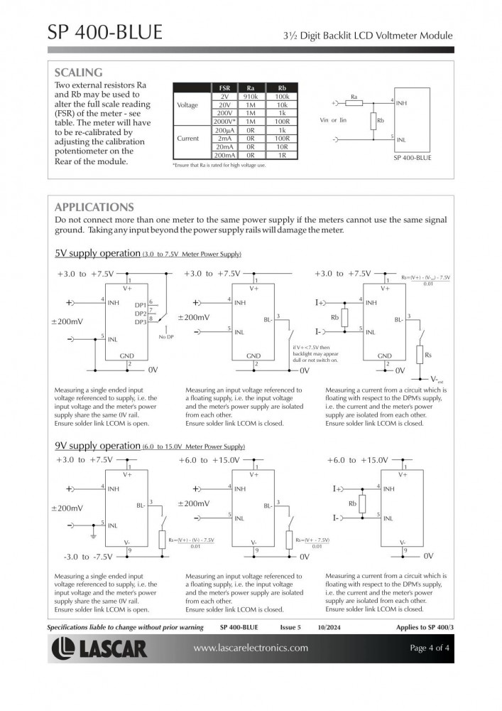SP 400-BLUE technical document page 4