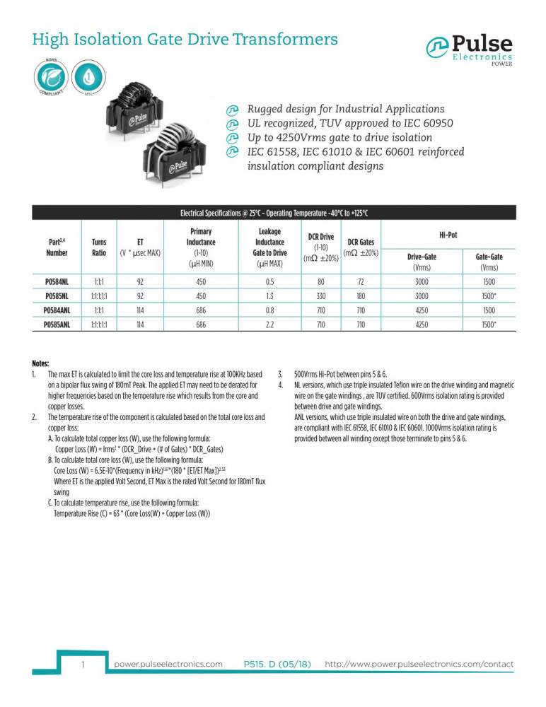 P0584NL datasheet page 1