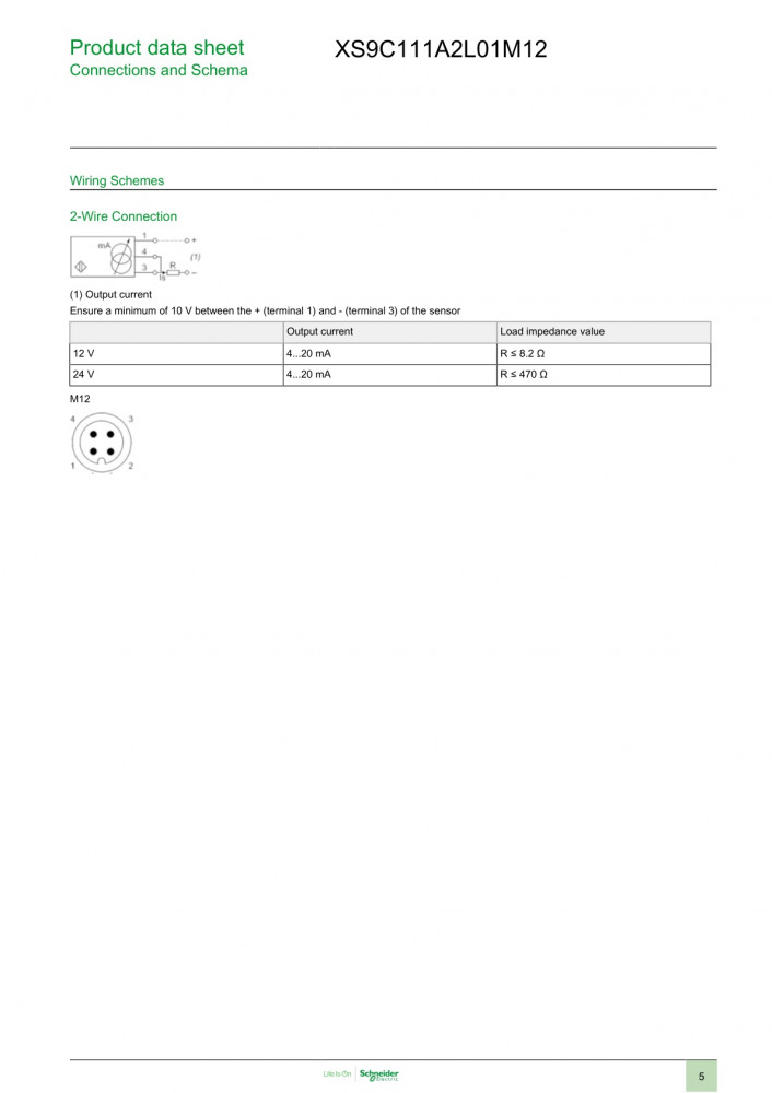 XS9C111A2L01M12 technical document page 5