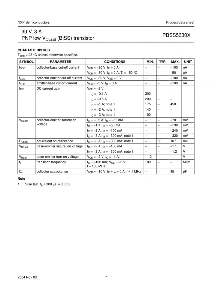 PBSS5330X datasheet page 8