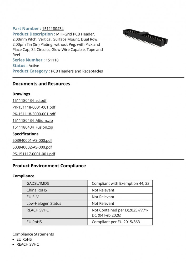 Molex product specification page 1