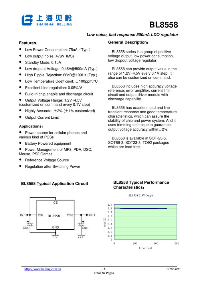 BL8558 datasheet page 1