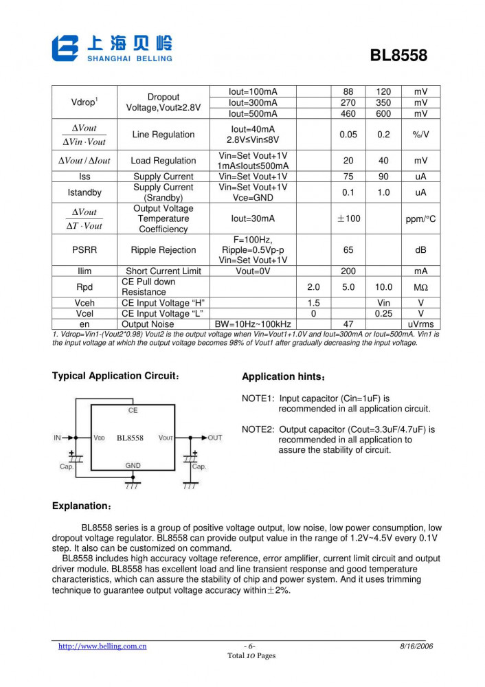 BL8558 datasheet page 6