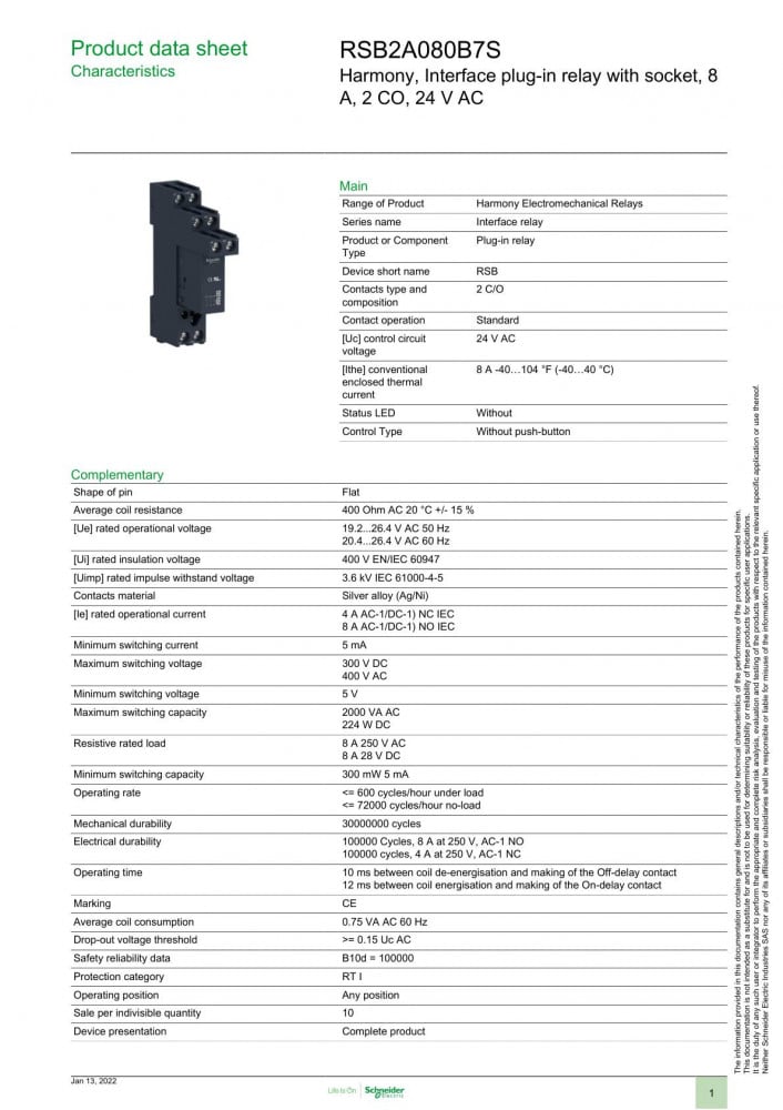 RSB2A080B7S technical document page 1
