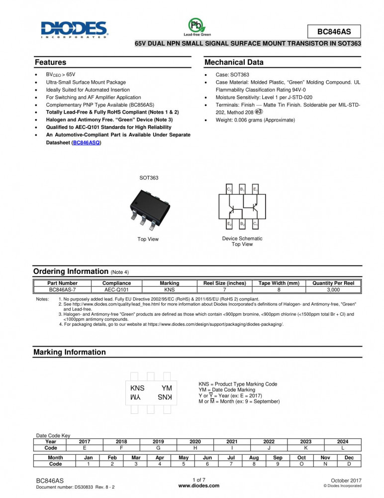BC846AS-7 datasheet page 1