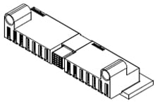 EXTreme Ten60Power Right-Angle Receptacle with Side Guides, 6 Signal Circuits, 3 Power Circuits