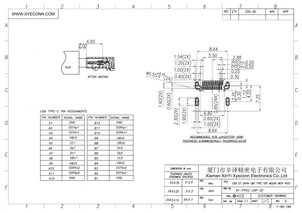 XY-TYPEC-24P-QT technical drawing page 2