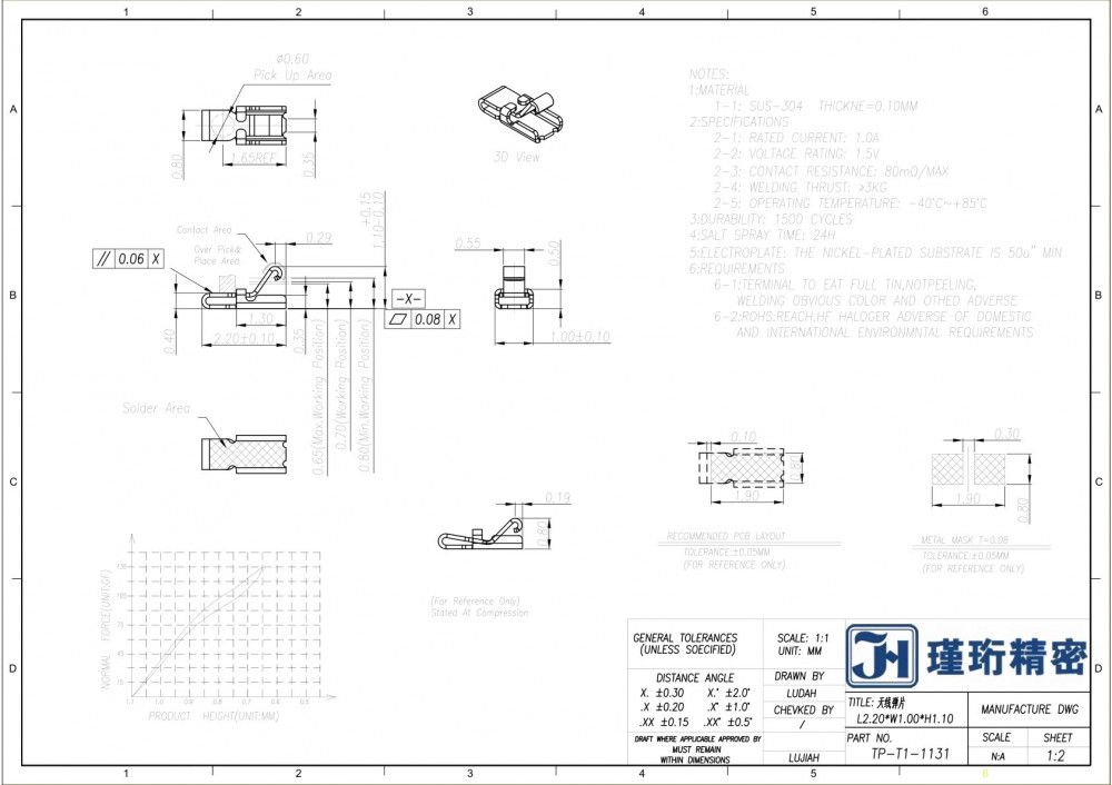 TP-T1-1131 technical document page 1