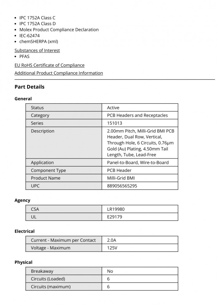 Molex Milli-Grid 151013 product specification page 2