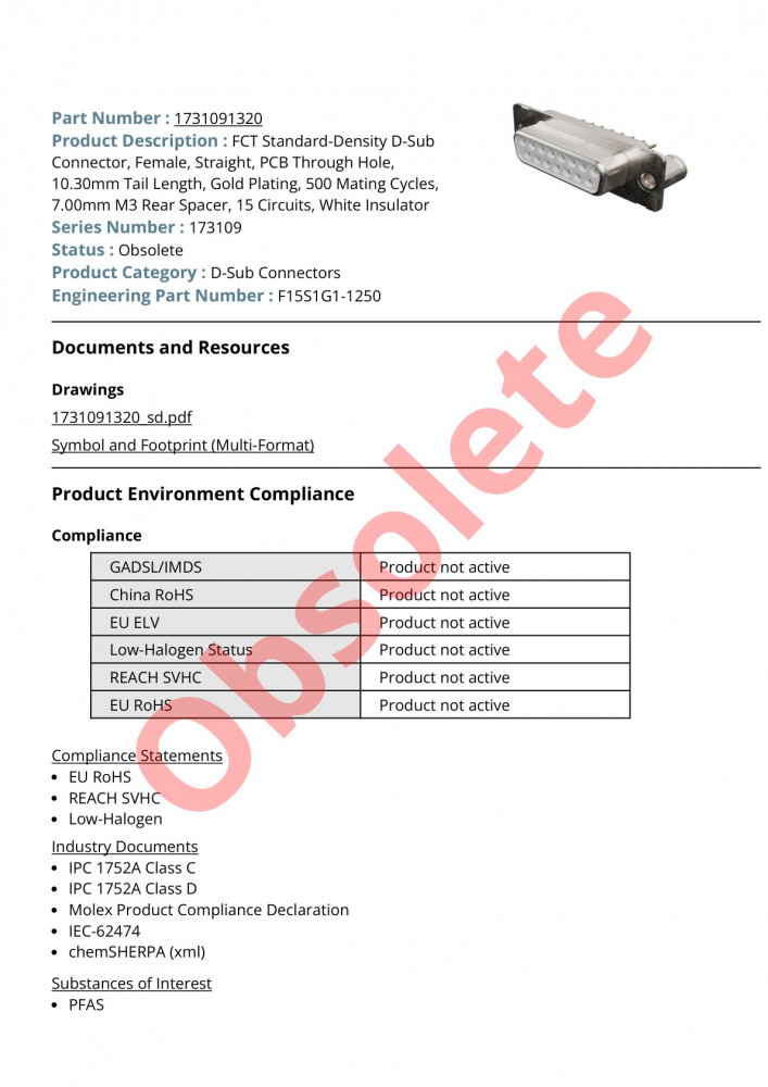 MOLEX 1731091320 technical drawing, page 1