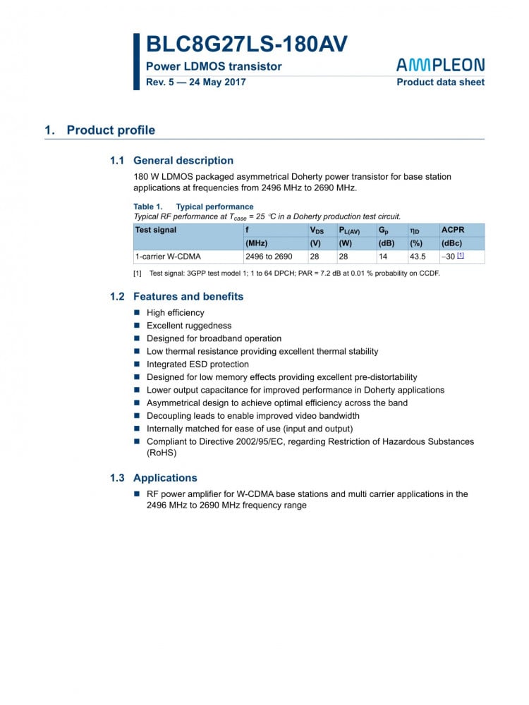 BLC8G27LS-180AVZ datasheet page 1