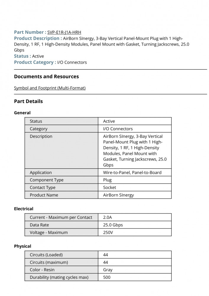 SVP-E1R-J1A-HRH technical document image, page 1