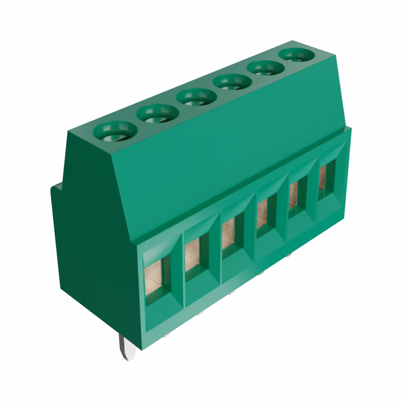 2.54mm Pitch Beau Eurostyle Fixed Mount PCB Terminal Block, Green, 6 Circuits for sale