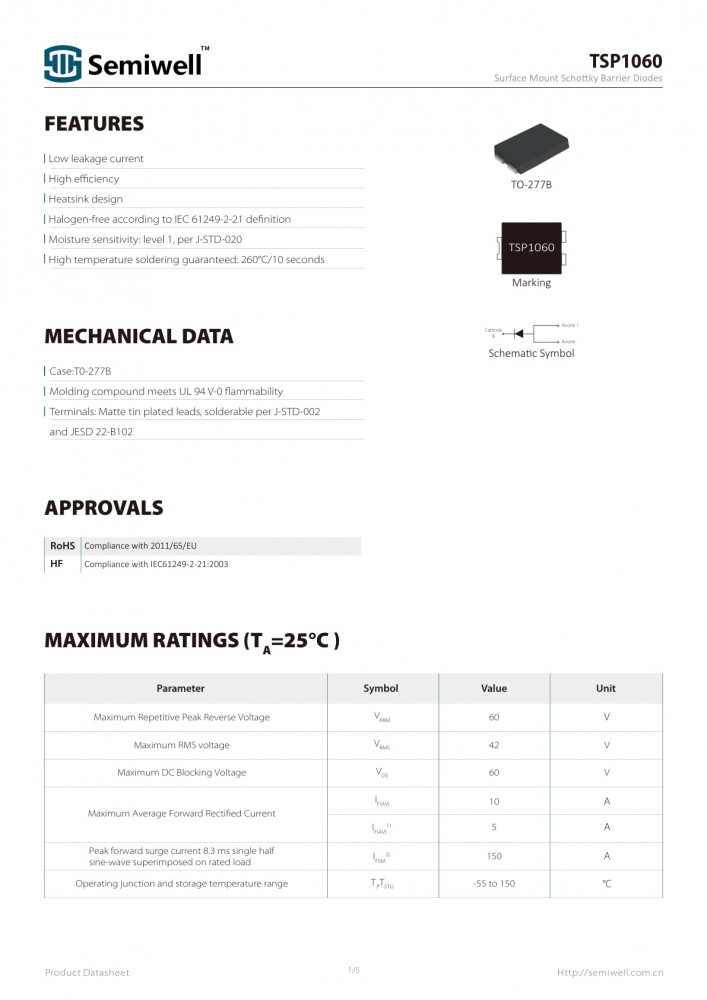 TSP1060 datasheet page 1