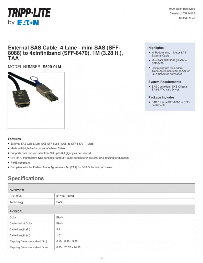 S520-01M technical document page 1