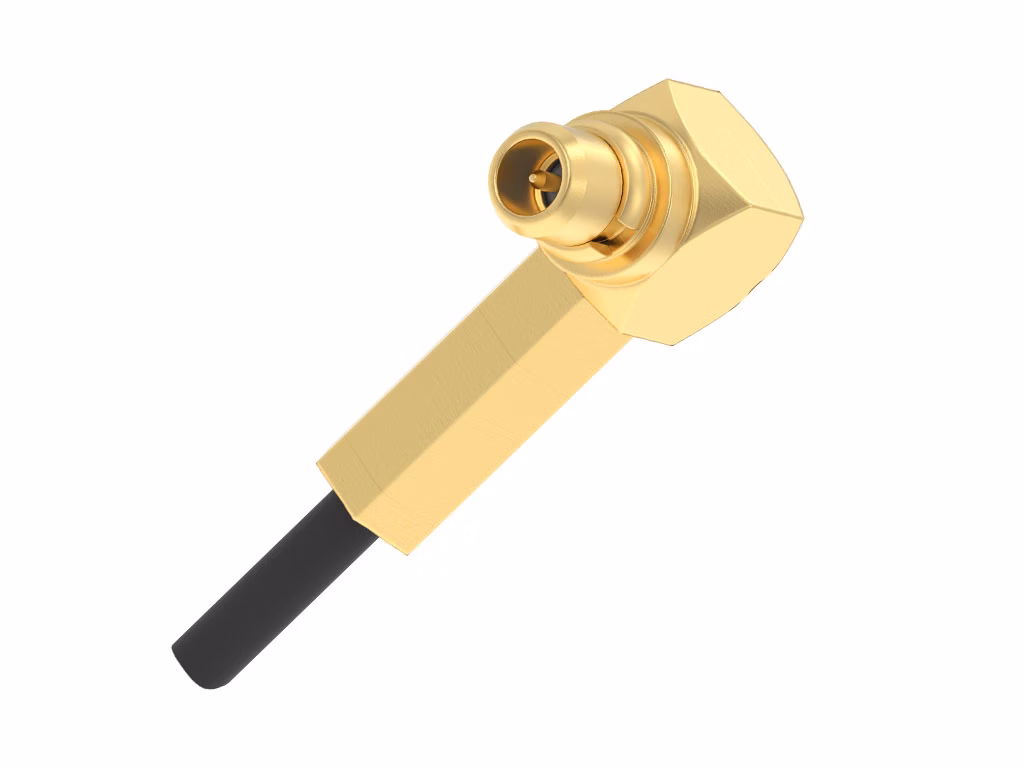 MMCX Plug, Right-Angle, Crimp, 1.37mm and RG-178 Cable, Brass Body, Gold (Au) Plated, Bag, 50 Ohms for sale