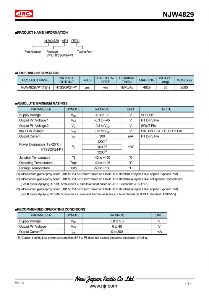 NJW4829 datasheet page 3