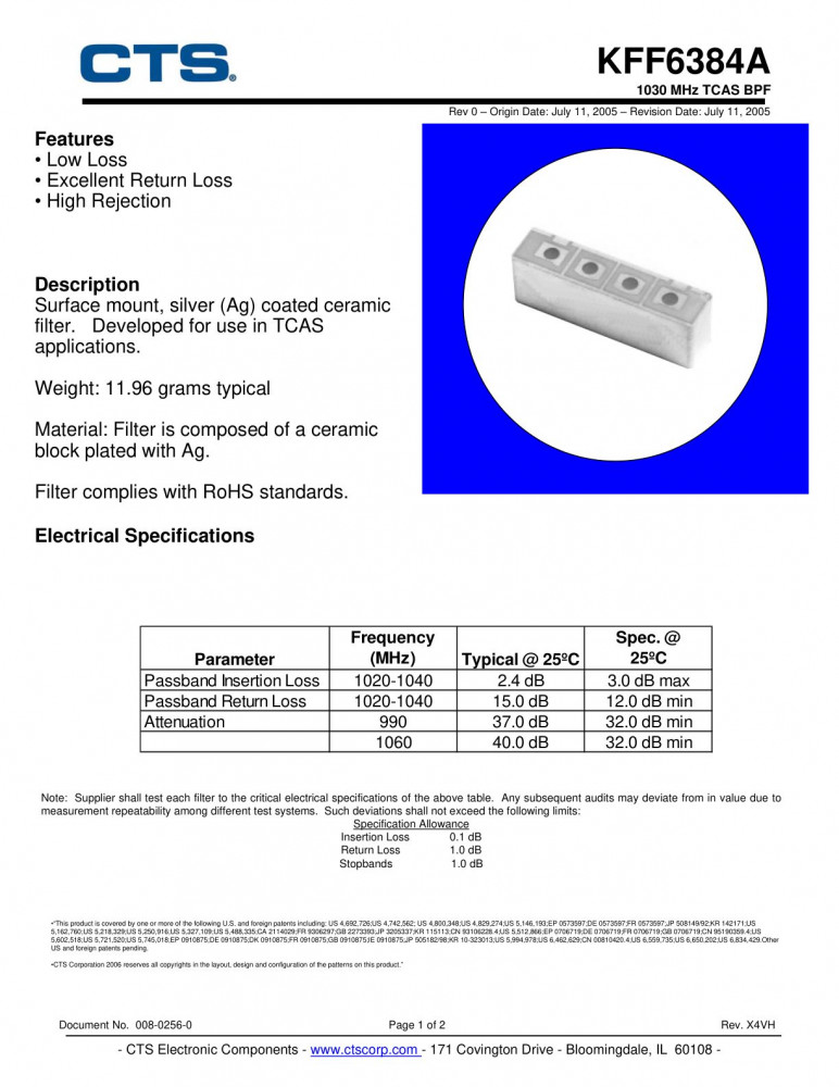 KFF6384A technical document page 1