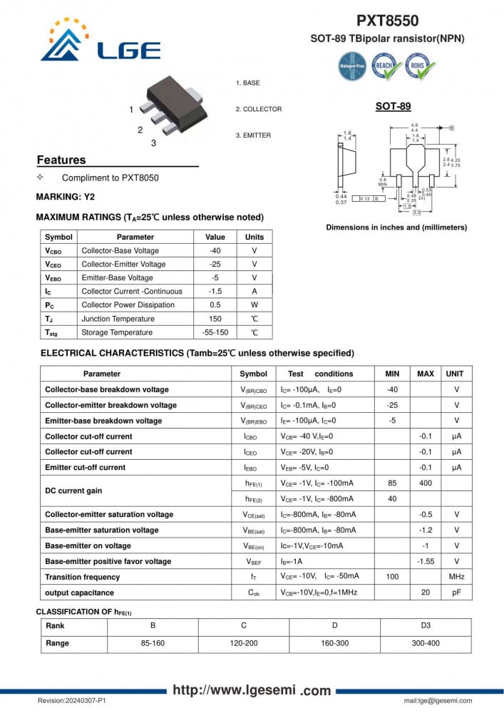 LGE PXT8550D datasheet page 1
