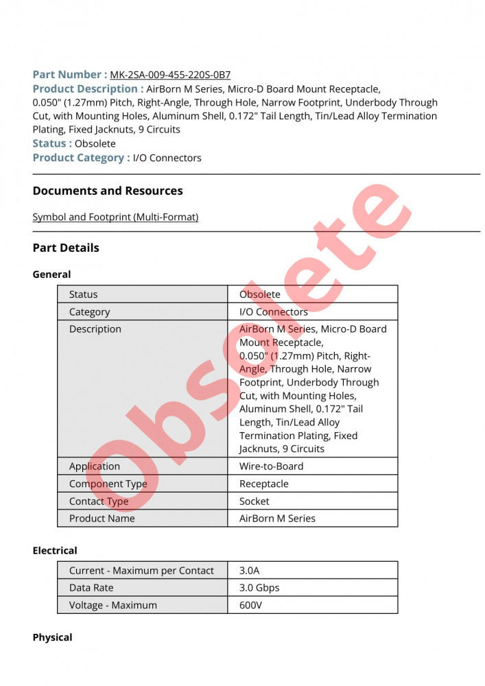 MK-2SA-009-455-220S-0B7 product document, page 1