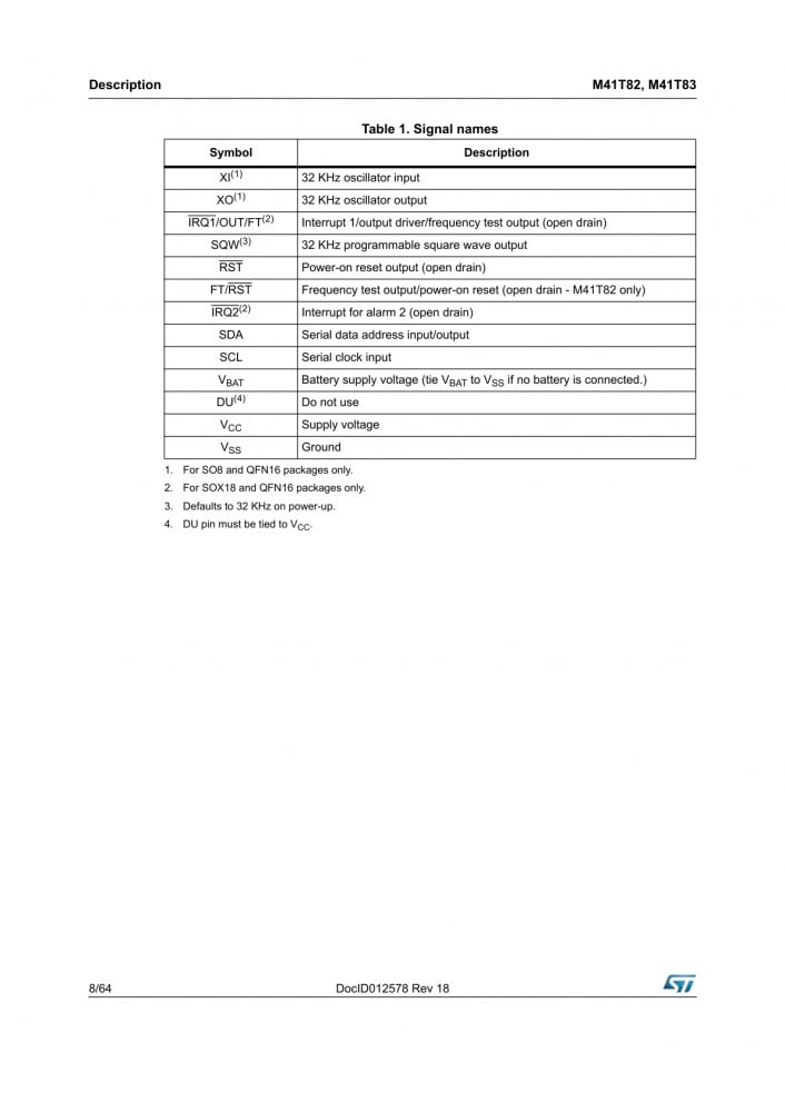 M41T82RM6F datasheet page 8
