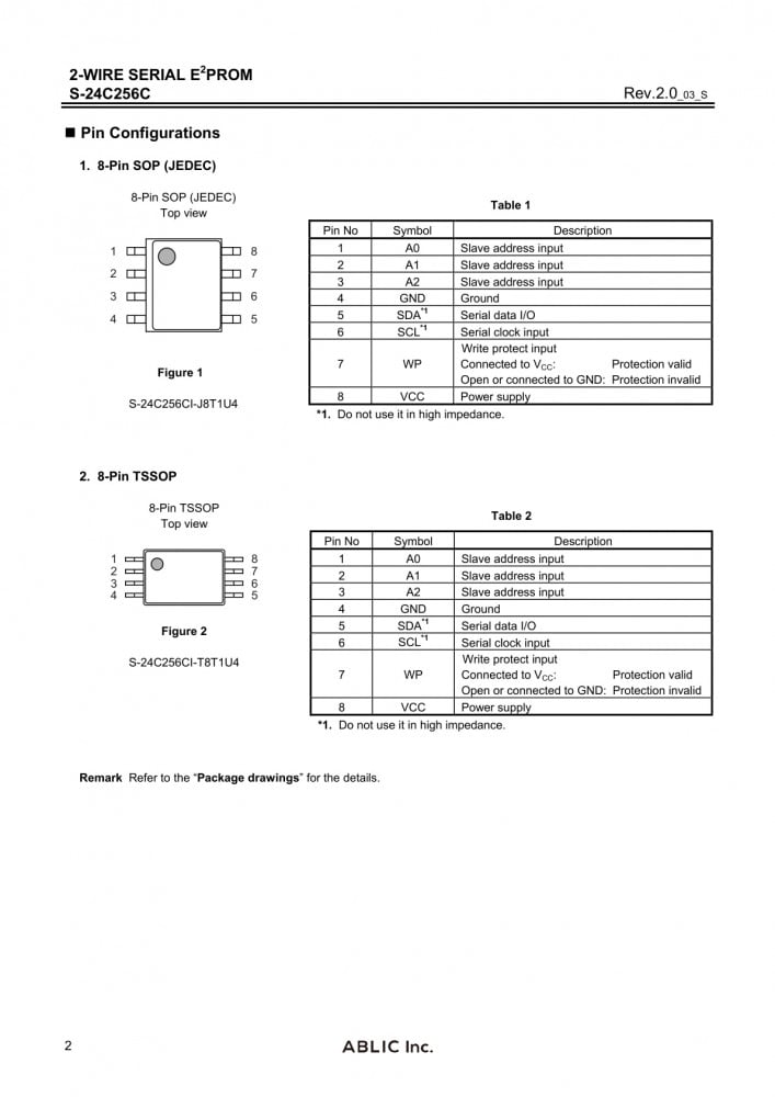 S-24C256C datasheet page 2