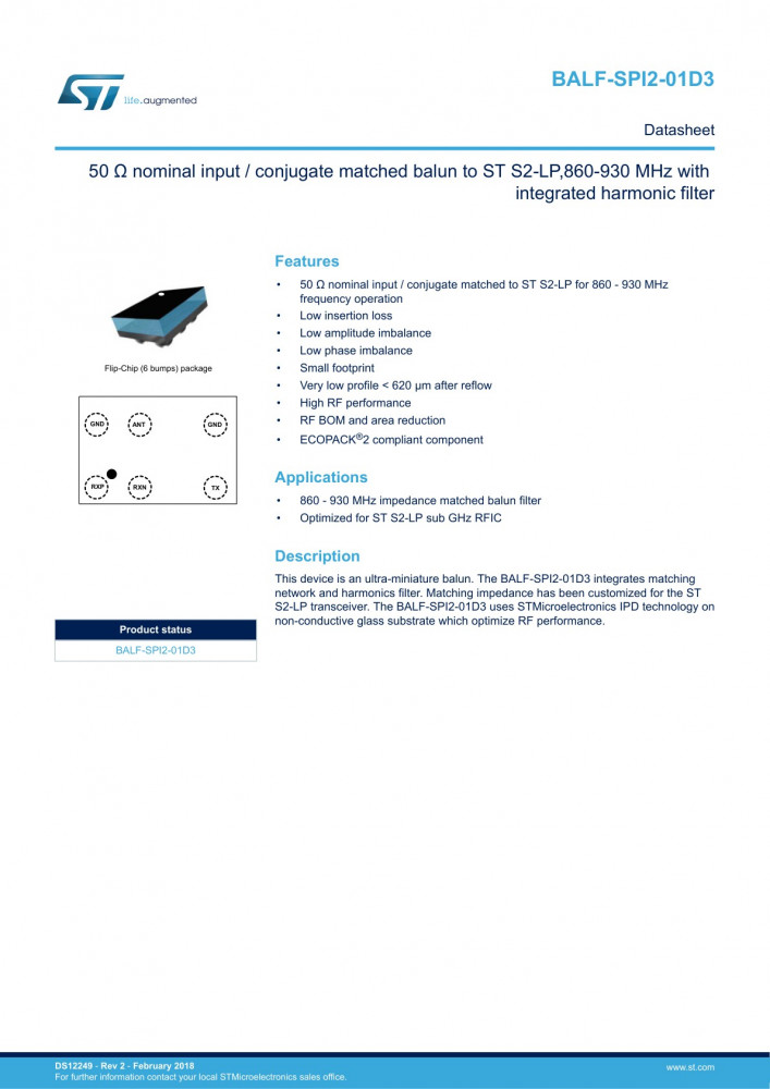 BALF-SPI2-01D3 datasheet preview, page 1